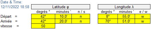 Loxodromie, Orthodromie, angle de route, distance et calcul